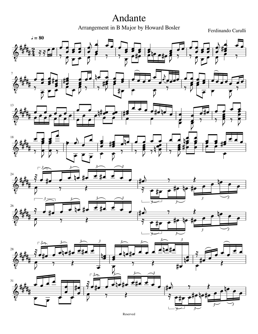 Andante by Ferdinando Carulli Sheet music for Guitar | Download free in ...