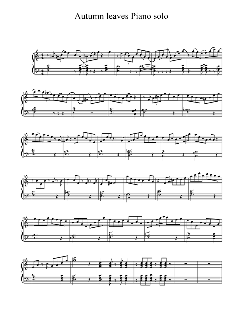 Autumn leaves Piano solo Sheet music | Download free in PDF or MIDI | Musescore.com