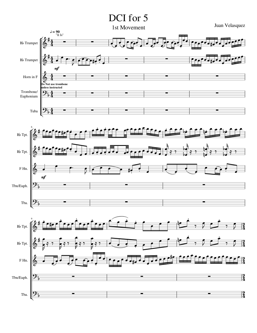 DCI for 5 Sheet music for Trumpet, French Horn, Trombone, Tuba ...