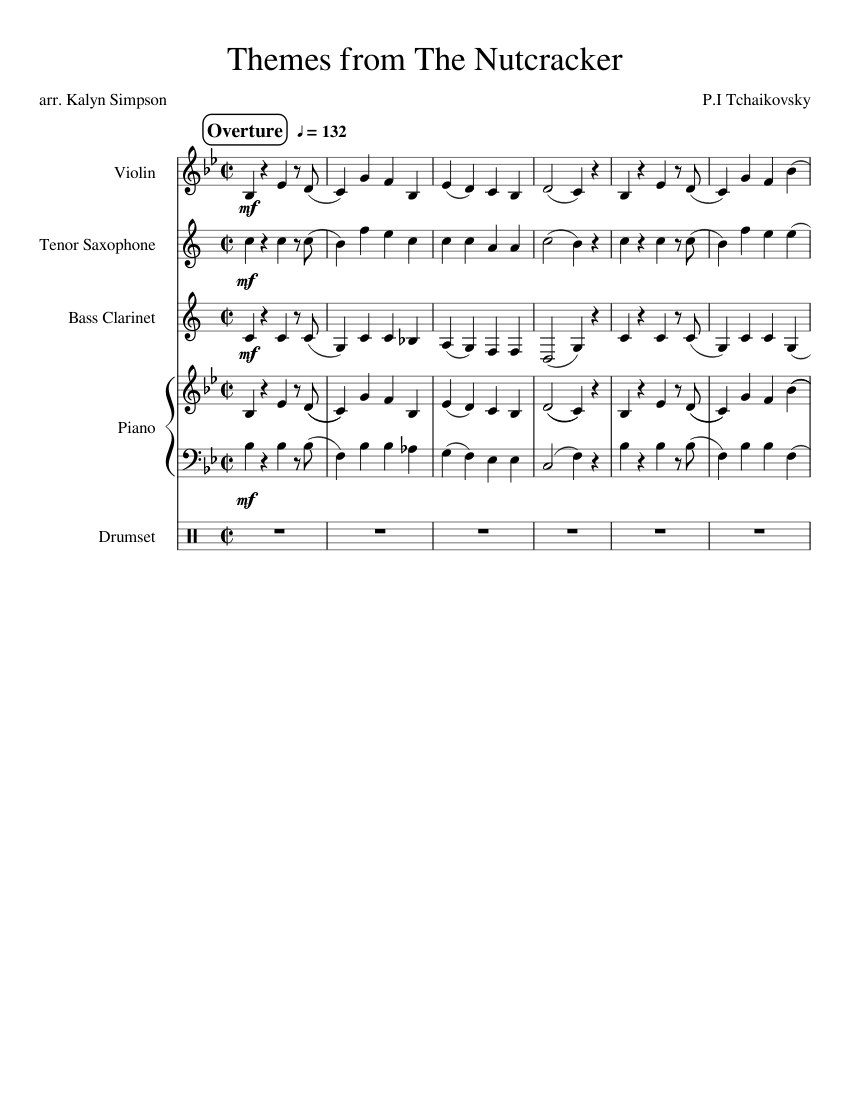 Themes from The Nutcracker Sheet music for Violin, Clarinet, Piano ...