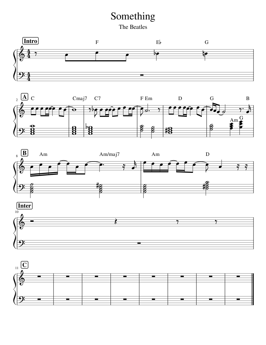 Something - The Beatles (1) Sheet music for Piano (Solo) | Musescore.com