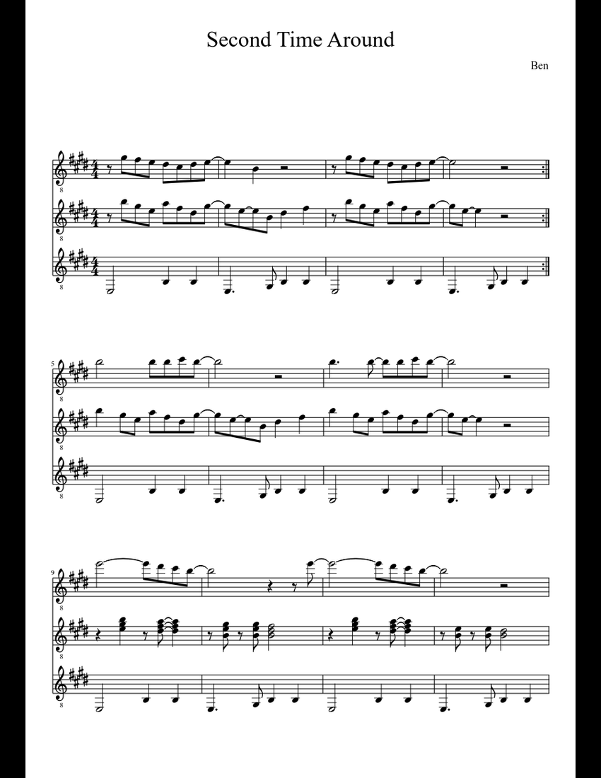 Second Time Around sheet music download free in PDF or MIDI