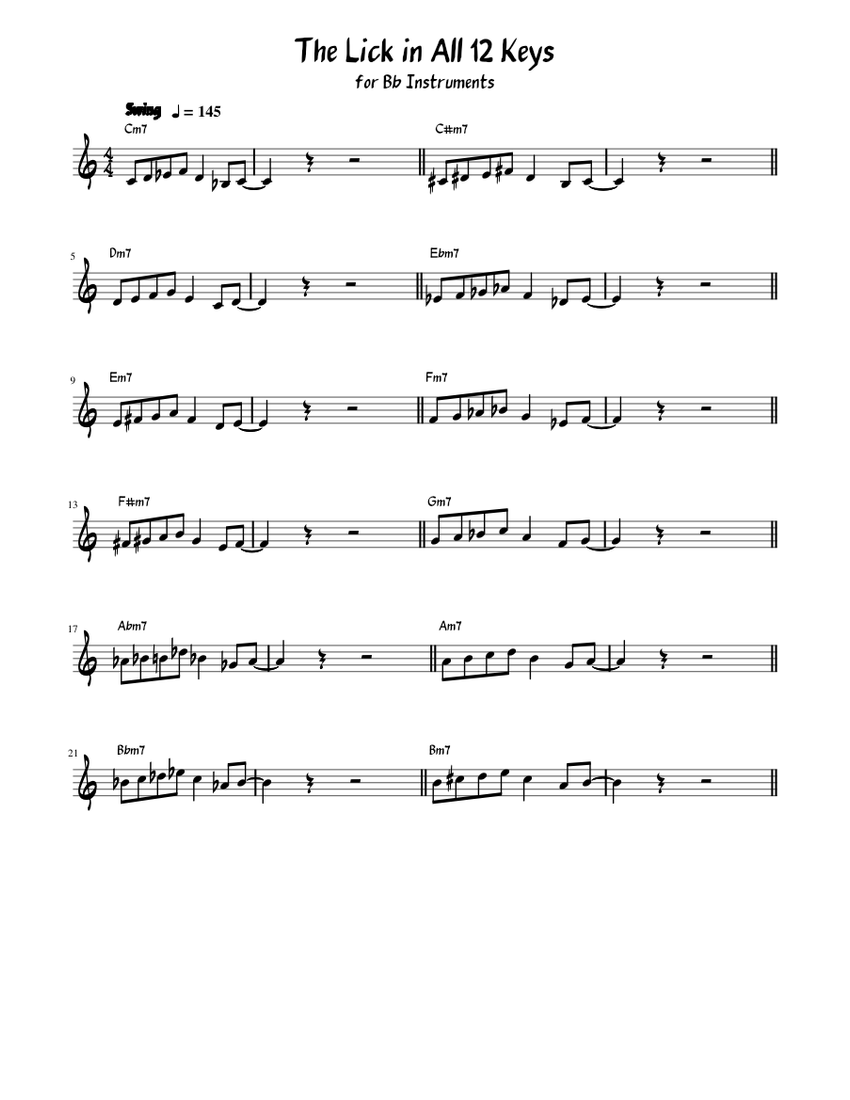 The Lick for Bb Instruments Sheet music for Clarinet (In B Flat) (Solo ...