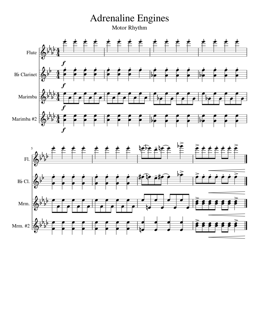 Adrenaline Engines Motor Rhythm sheet music for Flute, Clarinet ...