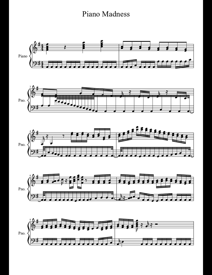 PIANO MADNESS sheet music download free in PDF or MIDI