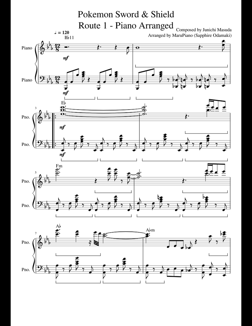 Pokemon Sword & Shield - Route 1 - Piano Arranged sheet music for Piano ...