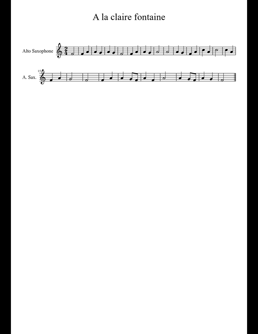 A la claire fontaine sheet music download free in PDF or MIDI