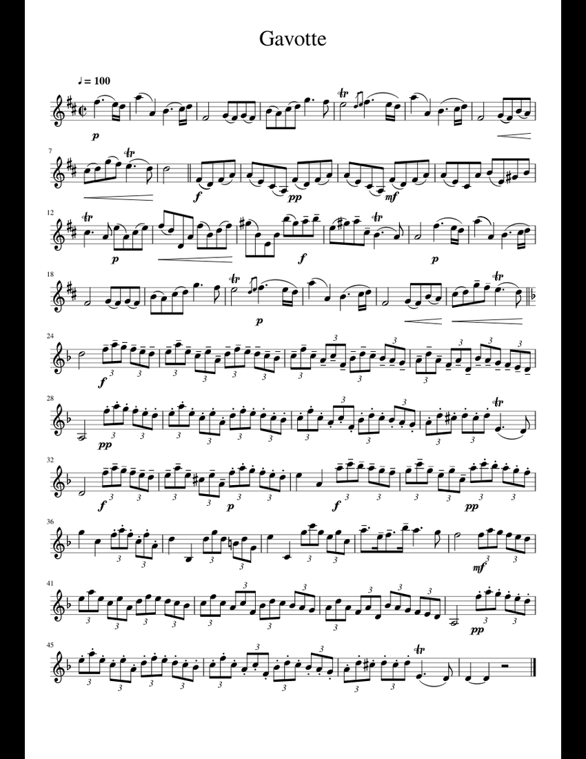 Gavotte sheet music for Clarinet download free in PDF or MIDI