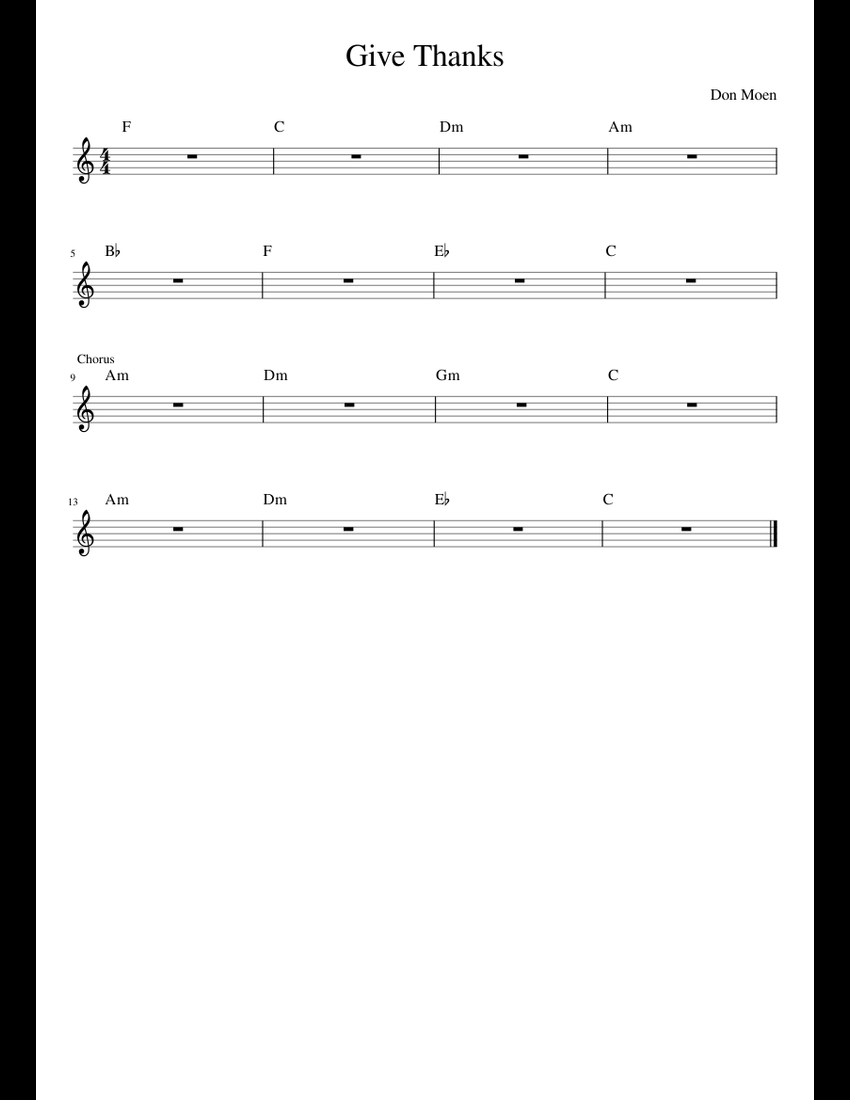 Give Thanks sheet music for Piano download free in PDF or MIDI
