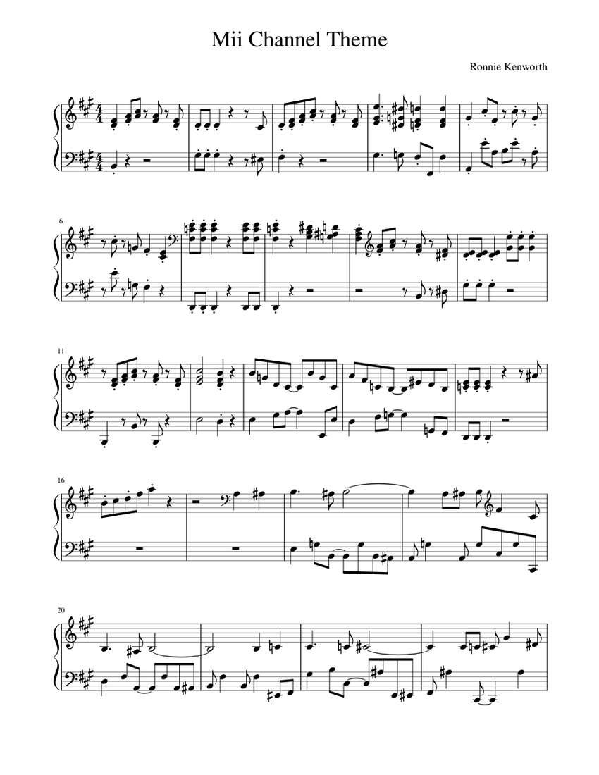 Mii Channel Theme Sheet music for Piano | Download free in PDF or MIDI ...