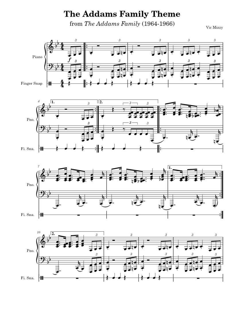 The Addams Family Theme Sheet music for Piano (Solo) | Musescore.com