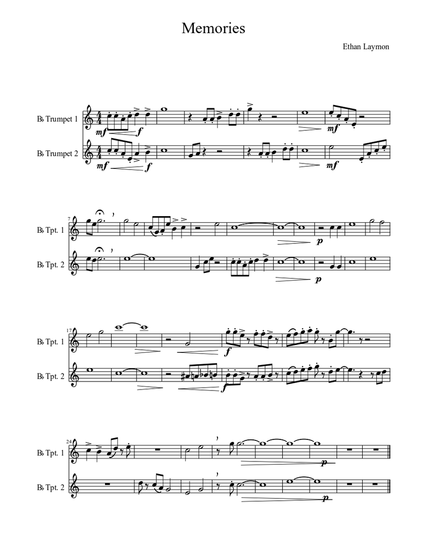 Memories Sheet music for Trumpet (Brass Duet) | Musescore.com