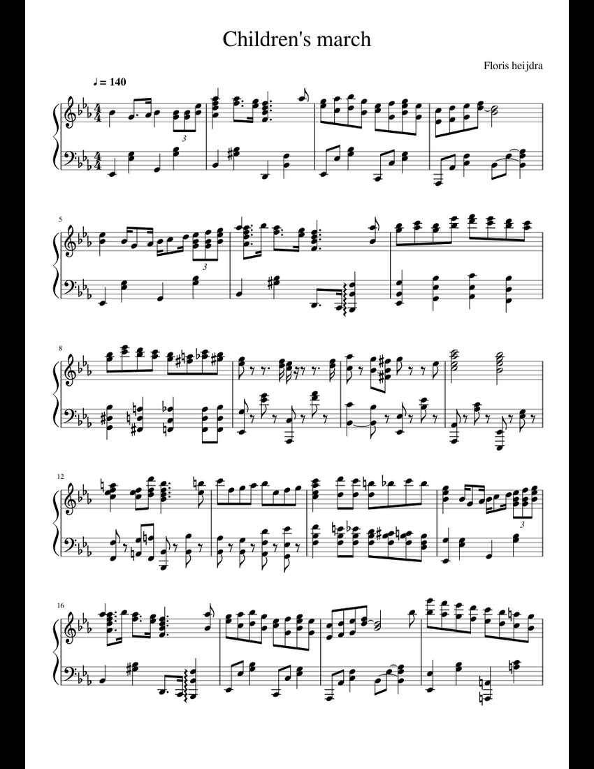 Children's march - solo piano (original!) sheet music for Piano ...