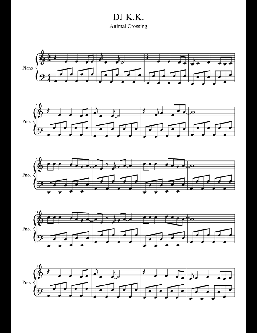 DJ K.K. sheet music download free in PDF or MIDI