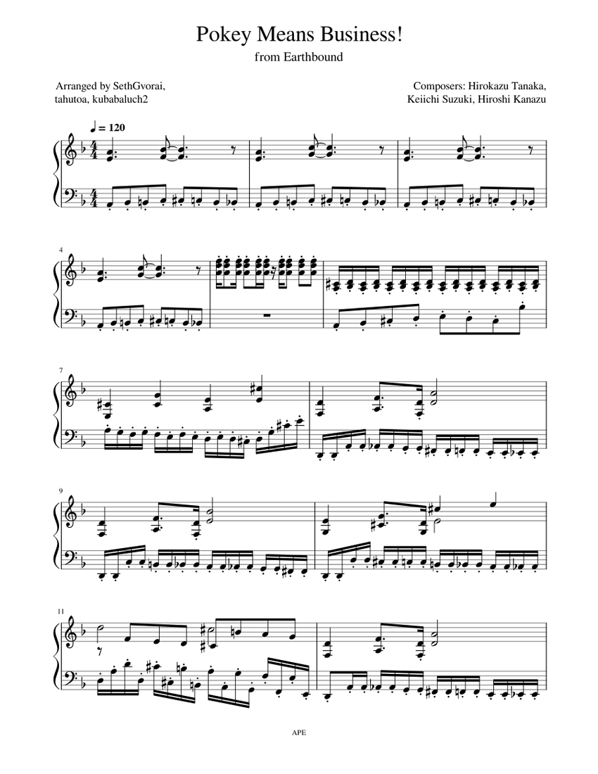 Pokey Means Business! - Earthbound OST sheet music for Piano download ...