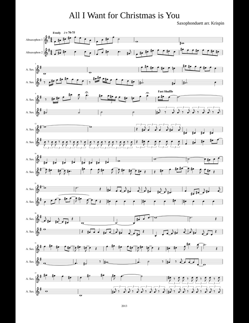 All I Want for Christmas is You - Alto Saxophone Duet sheet music for ...