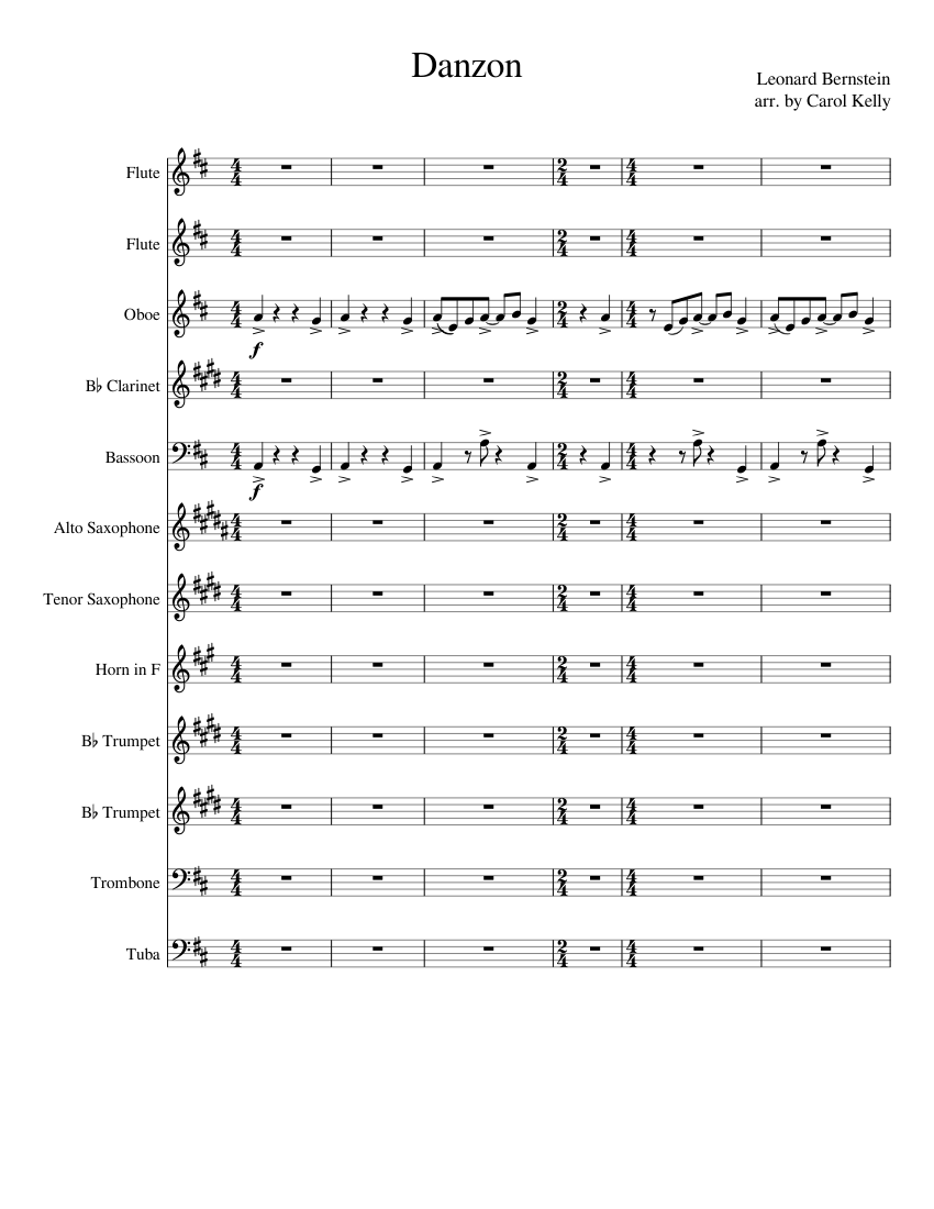 Danzon Sheet music for Trumpet (In B Flat), Trombone, Flute, Clarinet ...