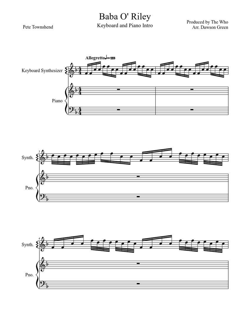 Baba O' Riley Sheet music for Piano (Solo) | Musescore.com