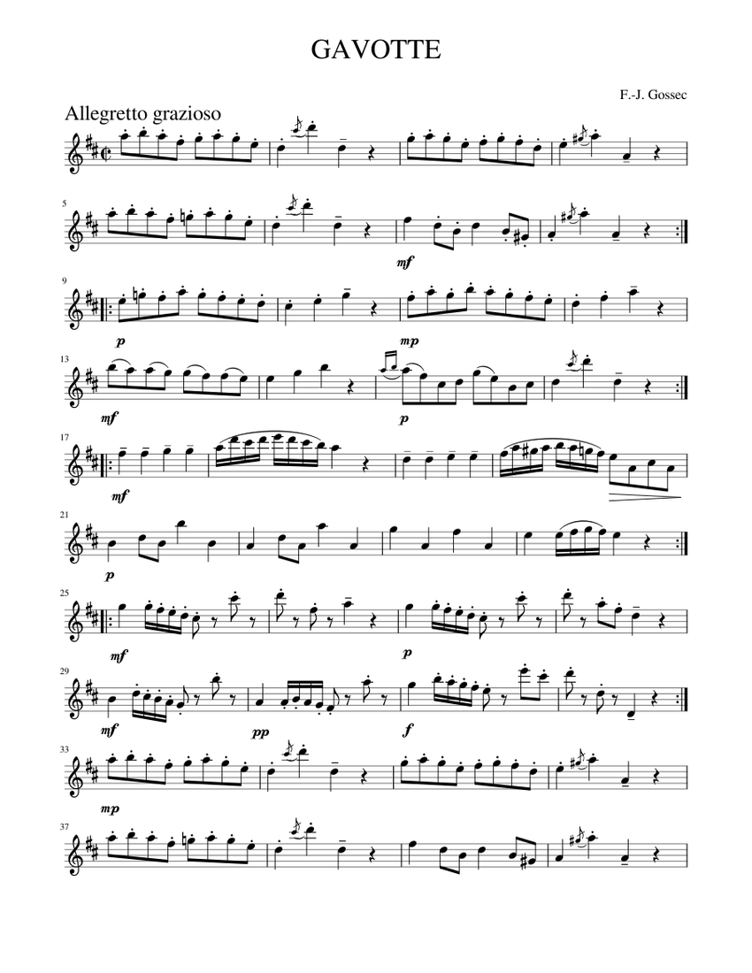 GAVOTTE Sheet music for Flute | Download free in PDF or MIDI ...