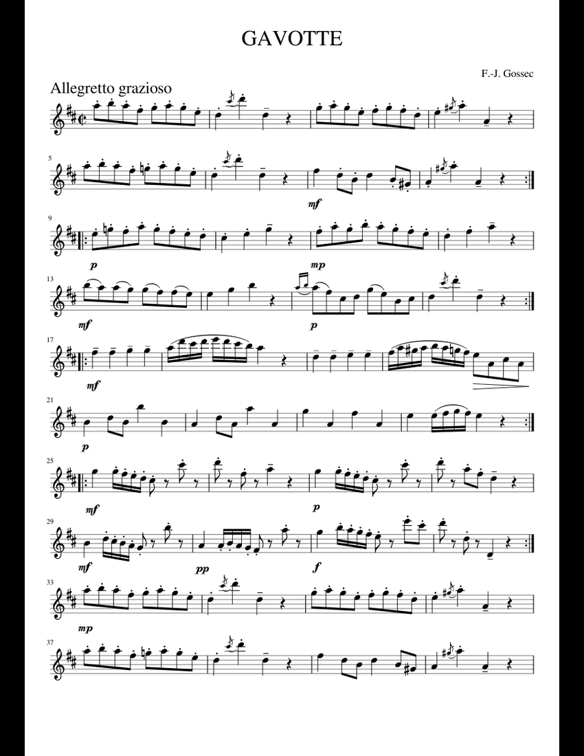 GAVOTTE sheet music for Flute download free in PDF or MIDI