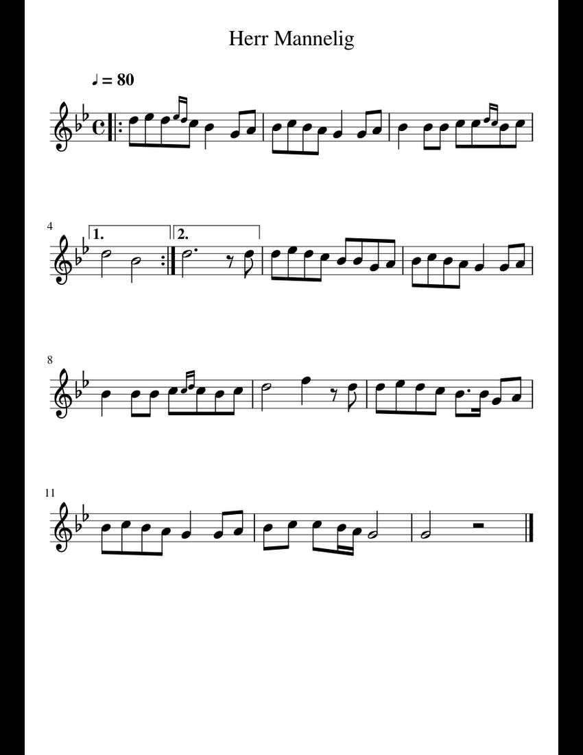 HAGGARD - Herr Mannelig sheet music for Flute download free in PDF or MIDI