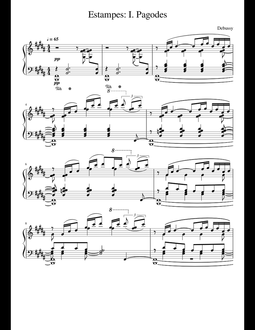 Estampes I Pagodes -- Debussy sheet music for Piano download free in ...