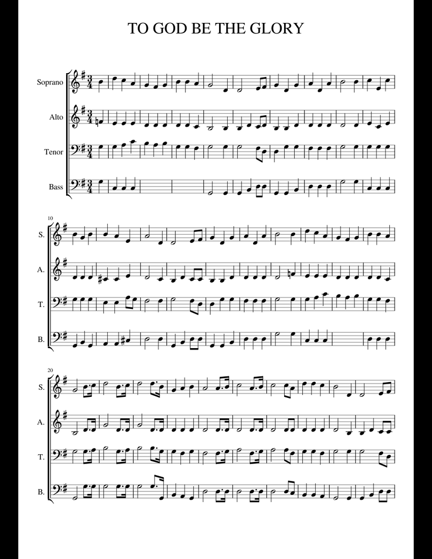 TO GOD BE THE GLORY (SATB) sheet music for Piano download free in PDF ...