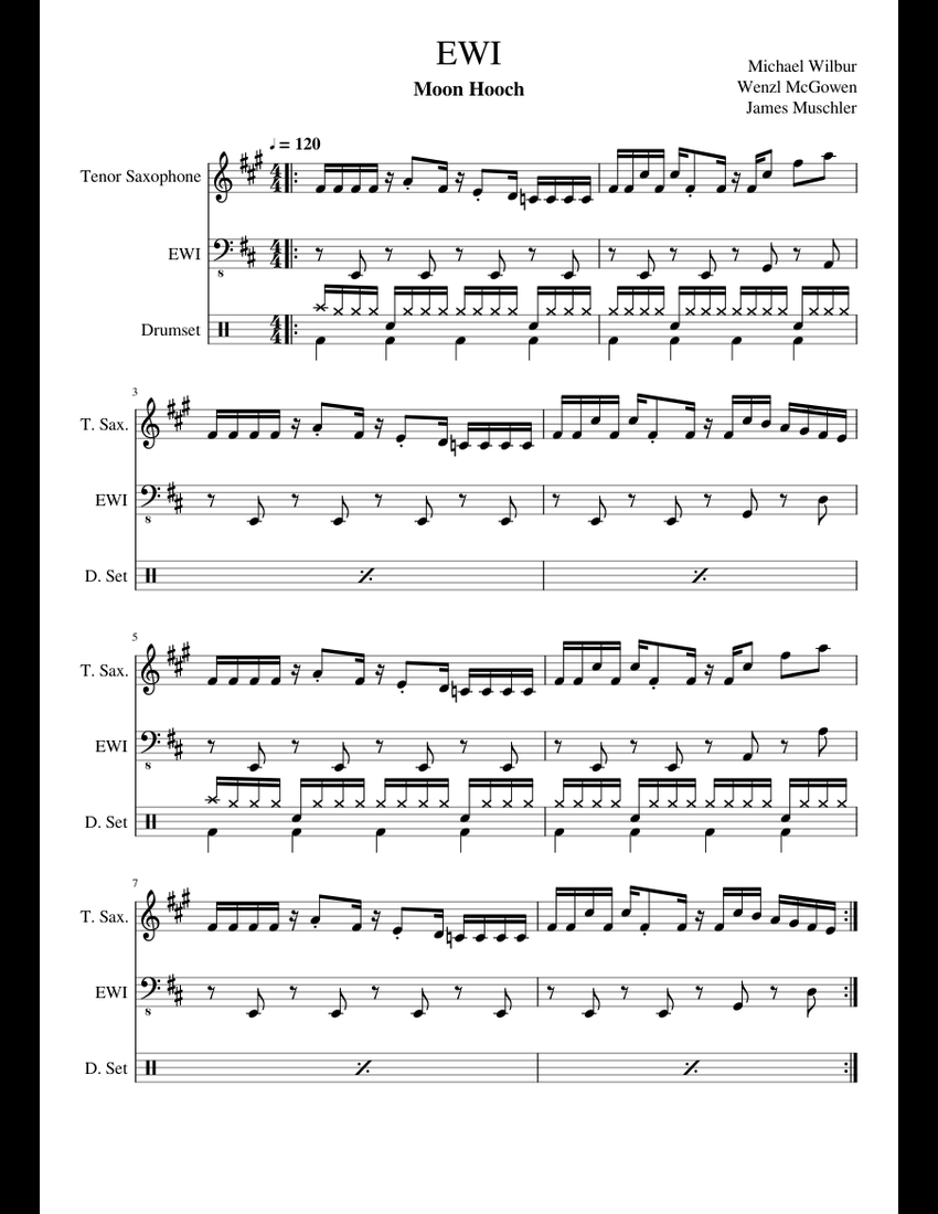 EWI by Moon Hooch sheet music for Tenor Saxophone, Synthesizer ...