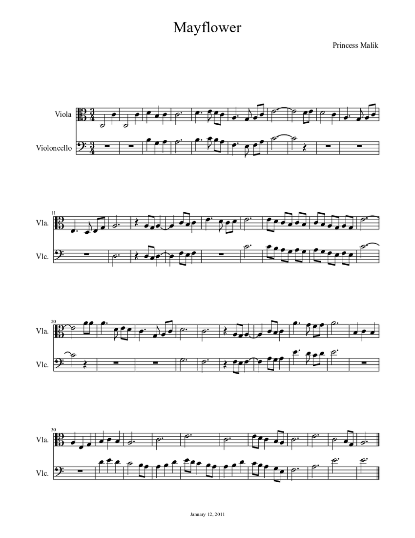 Mayflower Sheet music for Viola (Solo) | Musescore.com