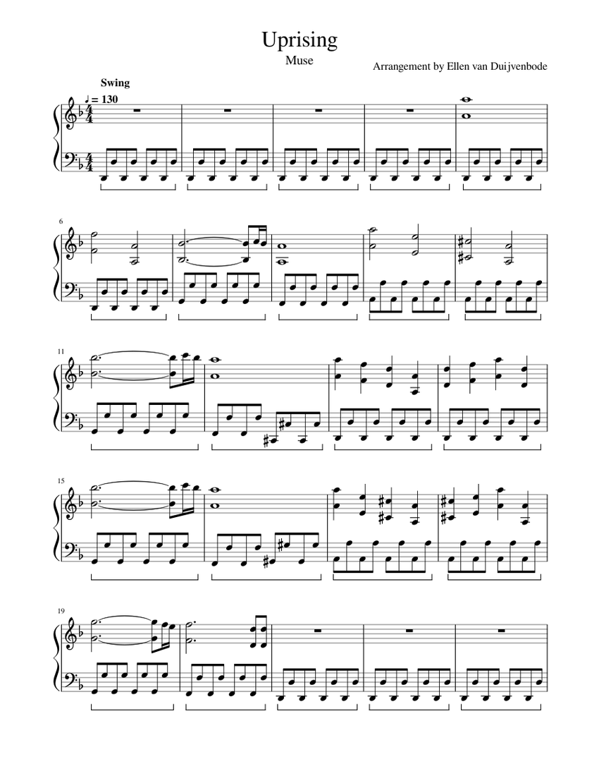 Muse - Uprising Sheet music for Piano (Solo) | Musescore.com