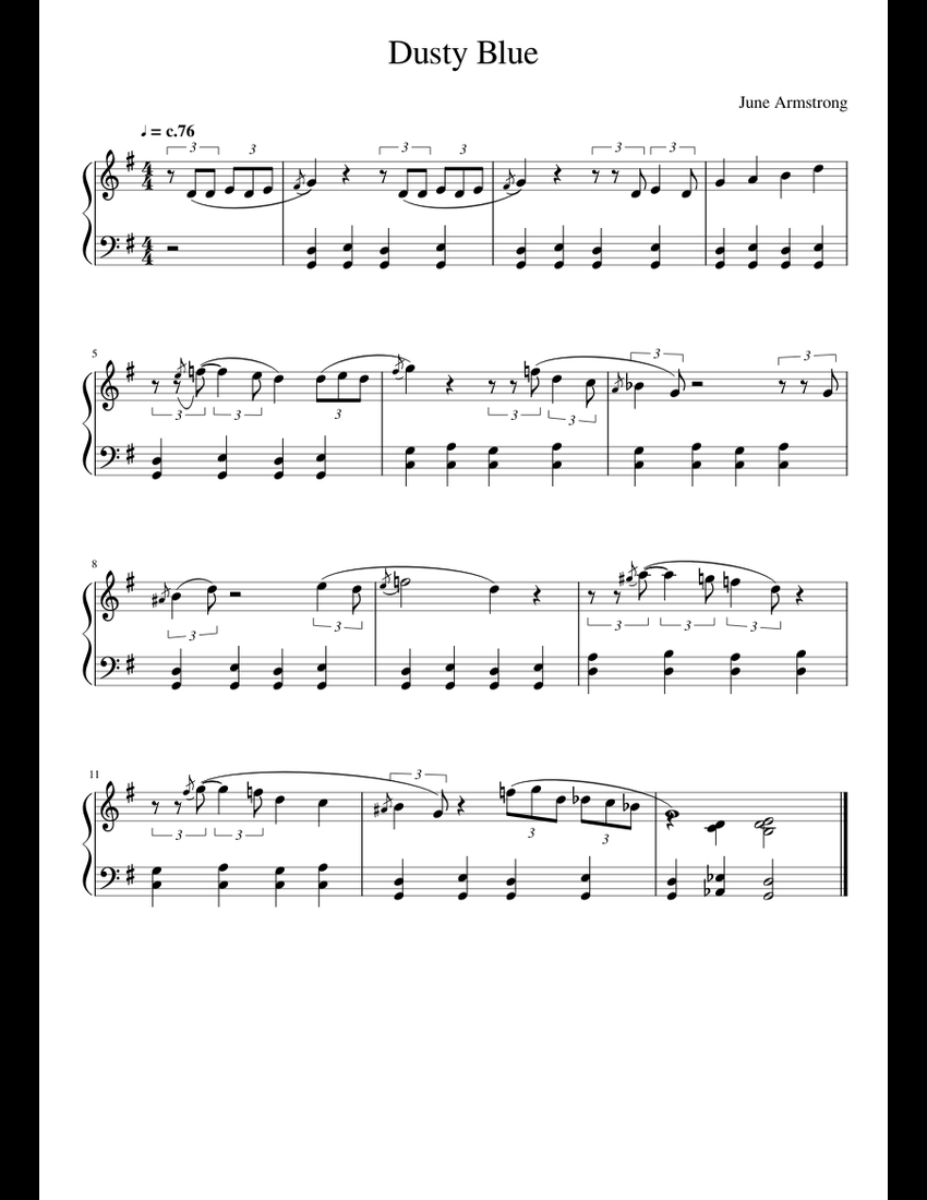 Dusty_Blue sheet music for Piano download free in PDF or MIDI