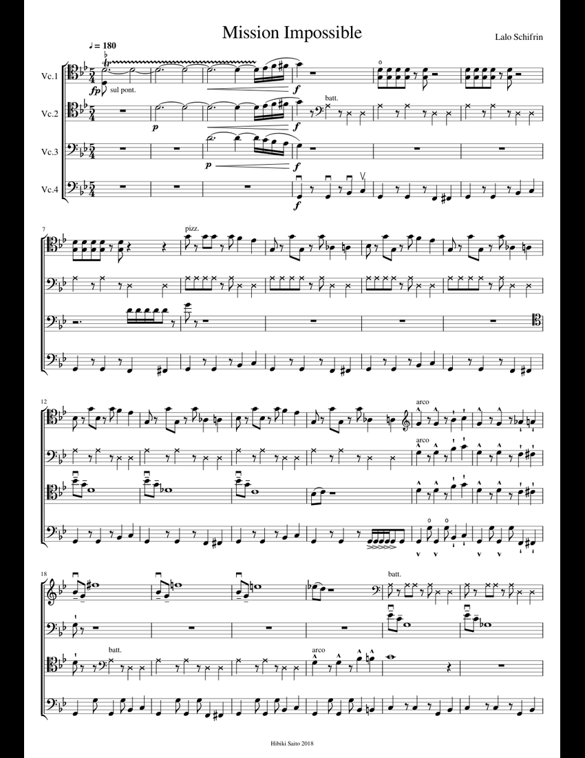 Mission Impossible sheet music for Cello download free in PDF or MIDI