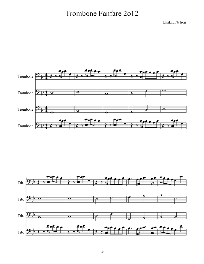Trombone Fanfare 2o12 Sheet music | Download free in PDF or MIDI ...