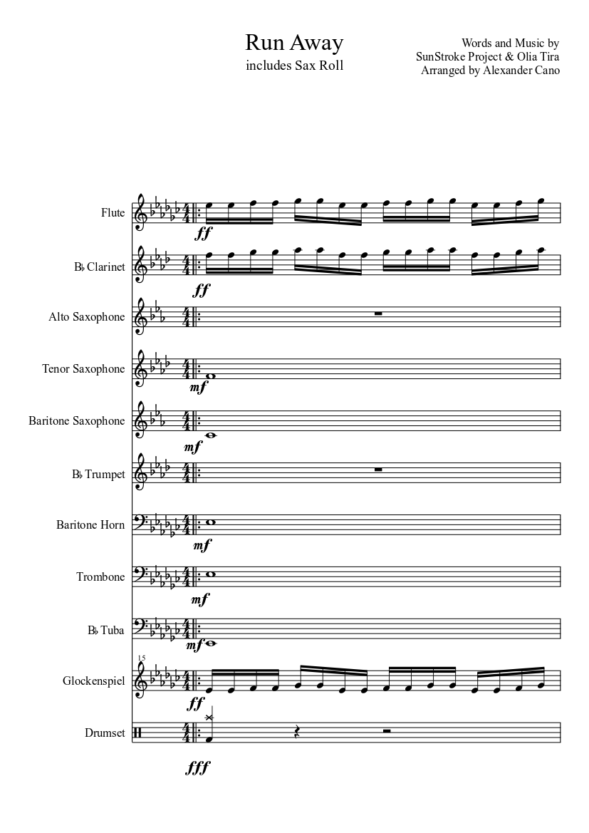 Run Away (The Sax Roll Song) sheet music download free in PDF or MIDI