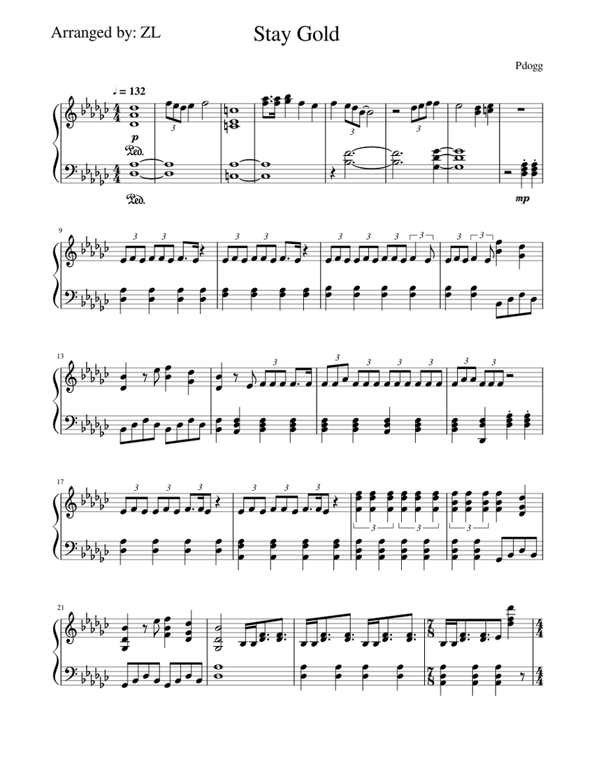 Stay Gold by BTS Sheet music for Piano (Solo) | Musescore.com