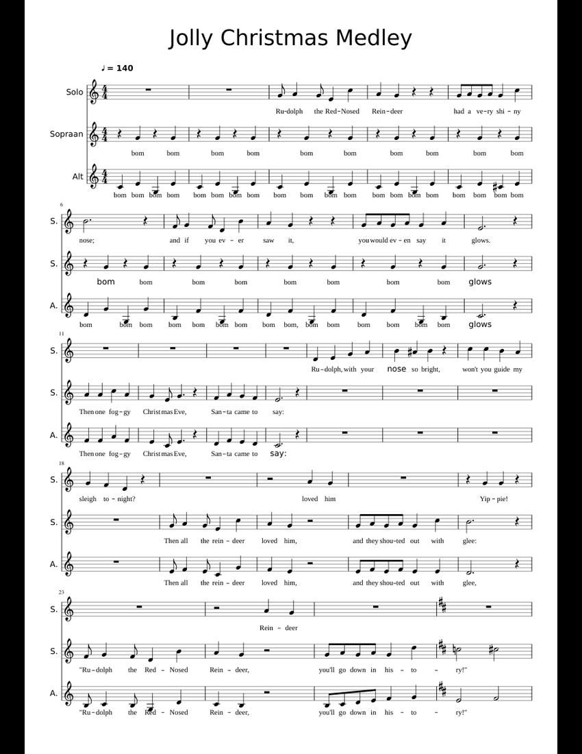 Jolly Christmas Medley sheet music for Voice download free in PDF or MIDI