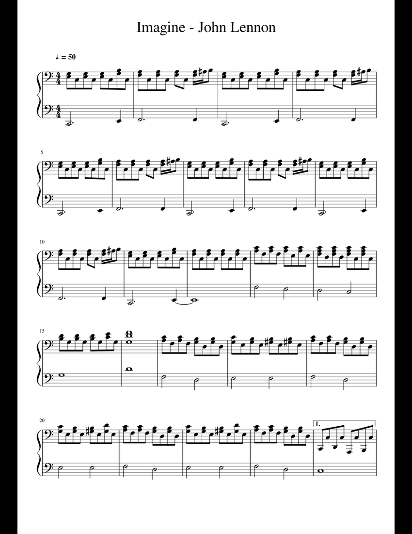Imagine - John Lennon sheet music for Piano download free in PDF or MIDI