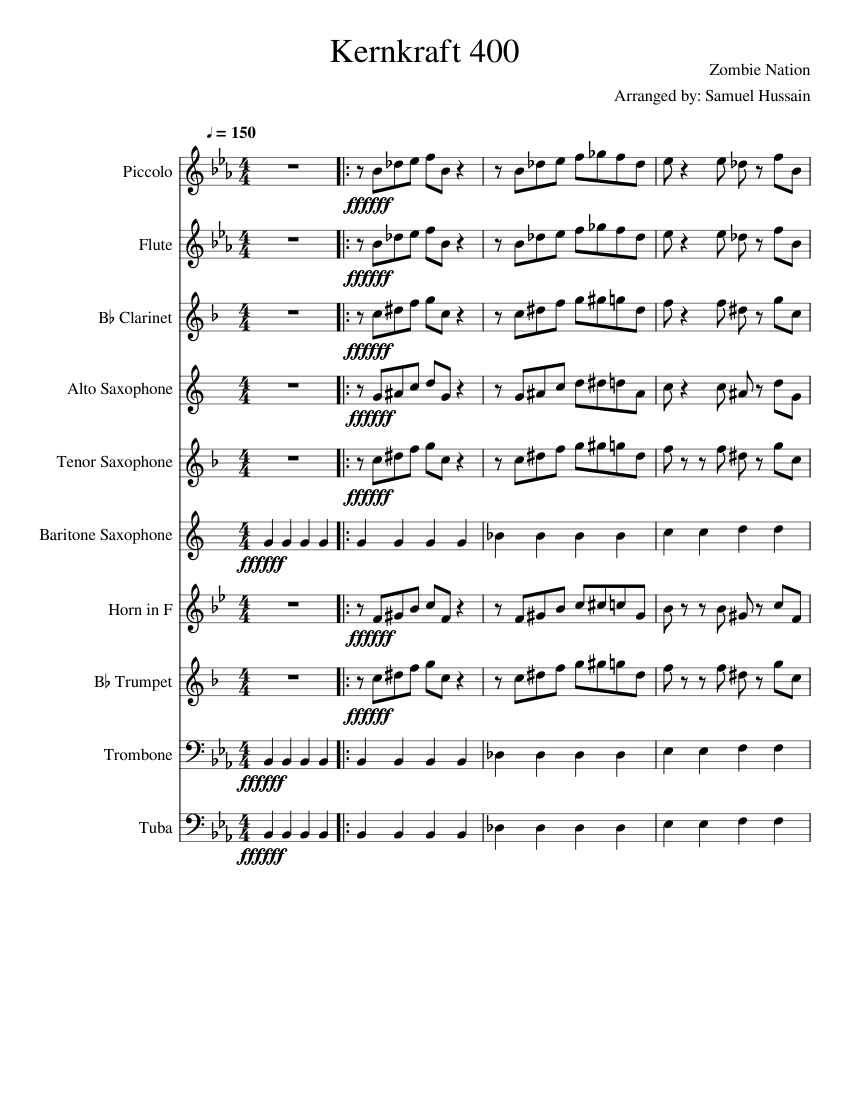 Kernkraft 400 Sheet music for Trumpet (In B Flat), Trombone, Flute, Clarinet (In B Flat) & more ...