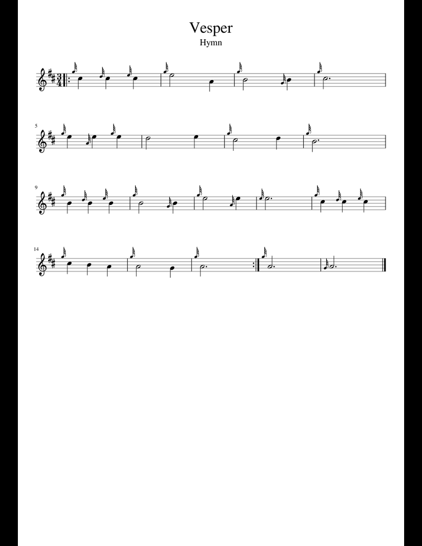 Vesper sheet music for Piano download free in PDF or MIDI