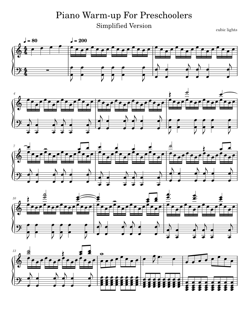 Piano Warm-up For Preschoolers Sheet music for Piano (Solo) | Musescore.com