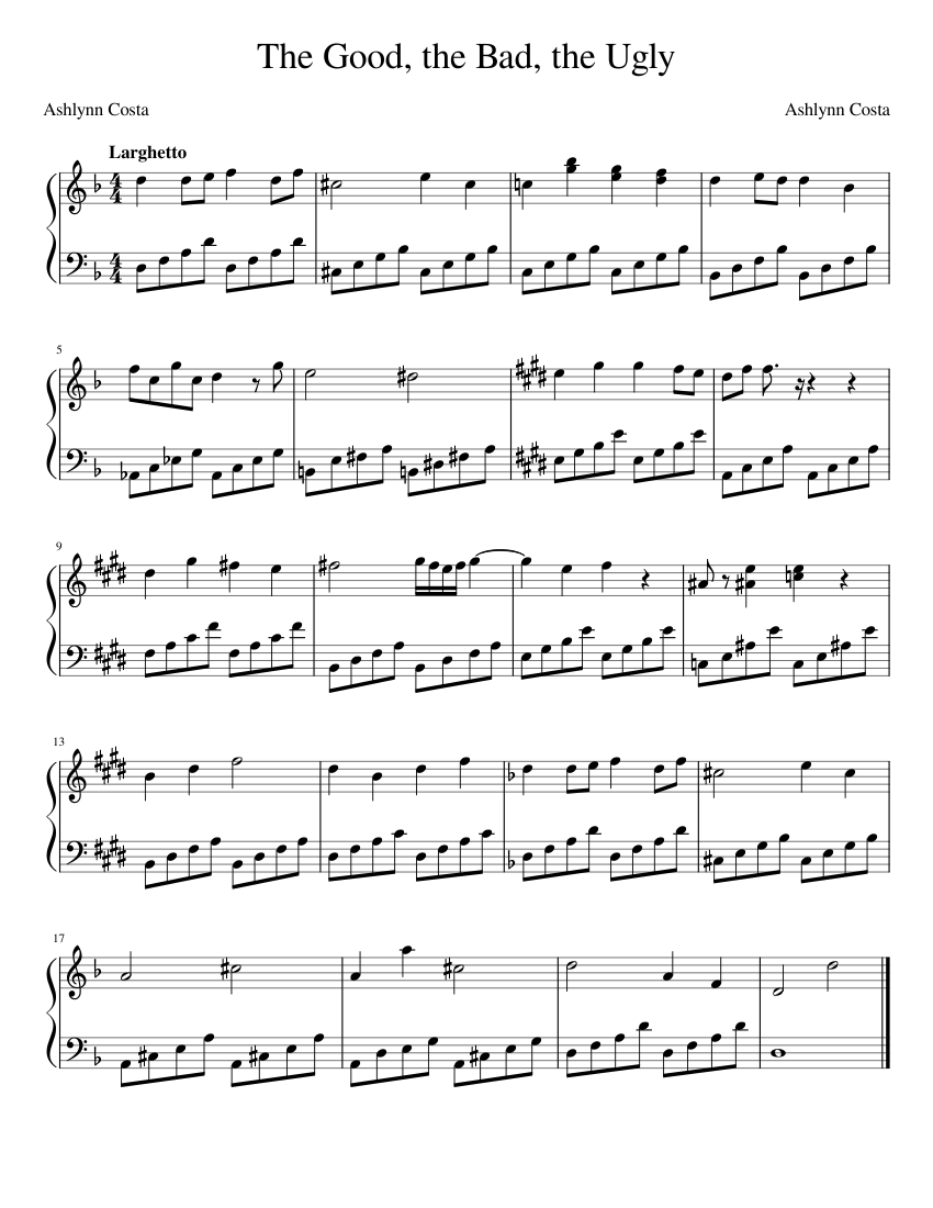 The Good, the Bad, the Ugly Sheet music for Piano (Solo) | Musescore.com