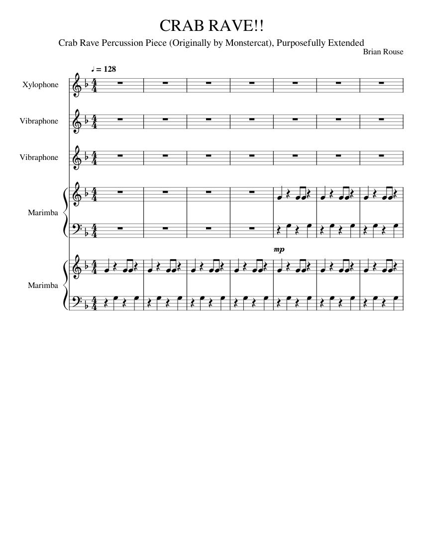 CRAB RAVE!! sheet music for Percussion download free in PDF or MIDI