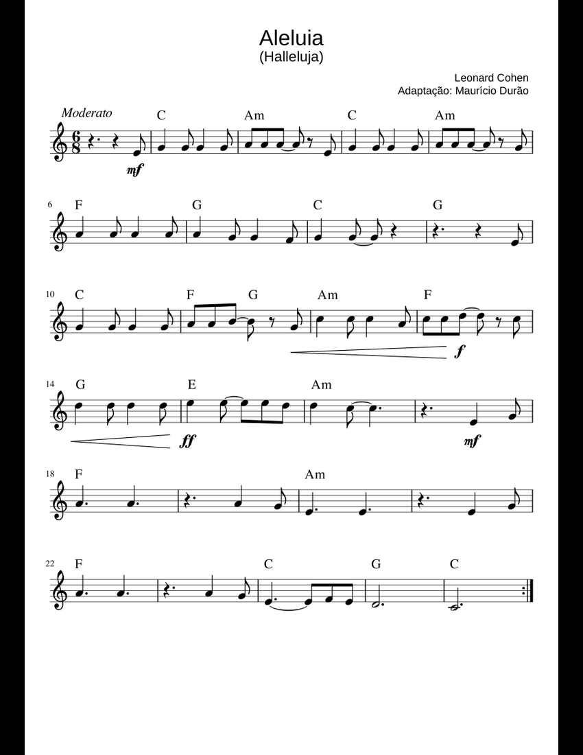 Aleluia (Halleluja) sheet music for Piano download free in PDF or MIDI