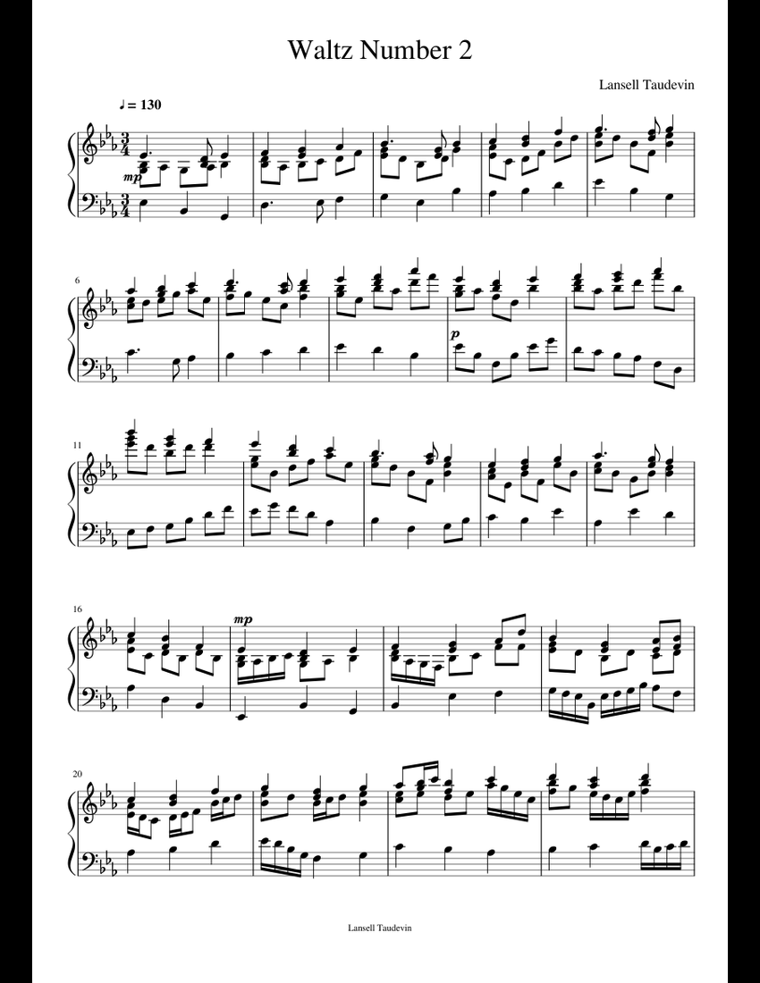 Waltz Number 2 sheet music for Piano download free in PDF or MIDI