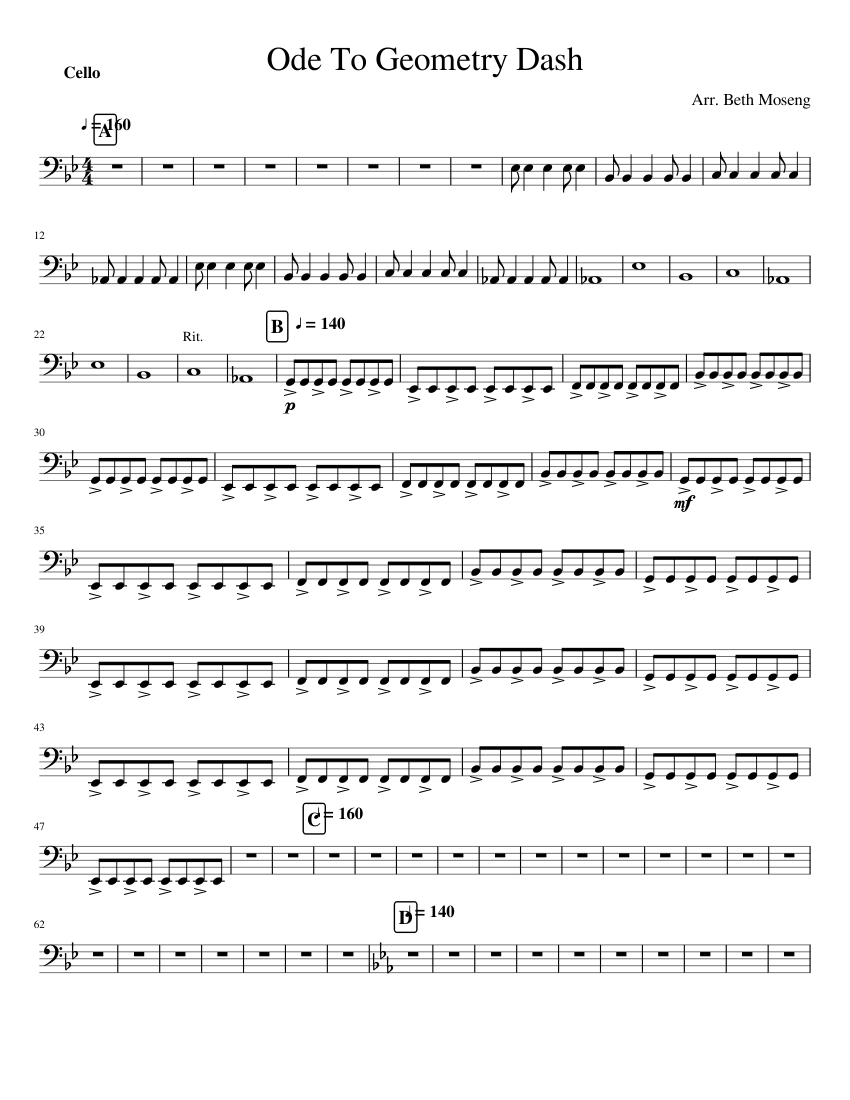 Ode To Geometry Dash Cello Sheet music for Cello | Download free in PDF ...