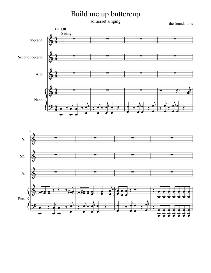 Build Me Up Buttercup - SSA & Piano Sheet music for Piano, Voice ...