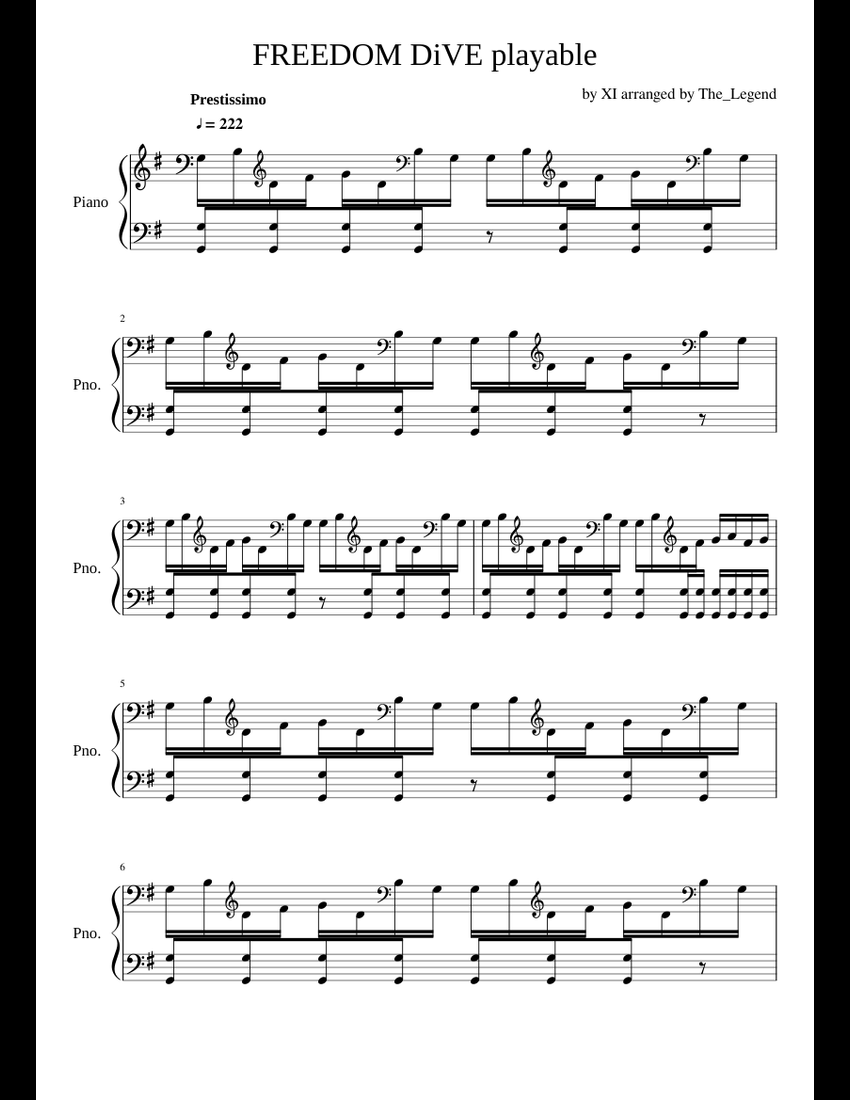 FREEDOM DiVE playable(not true) sheet music for Piano download free in ...