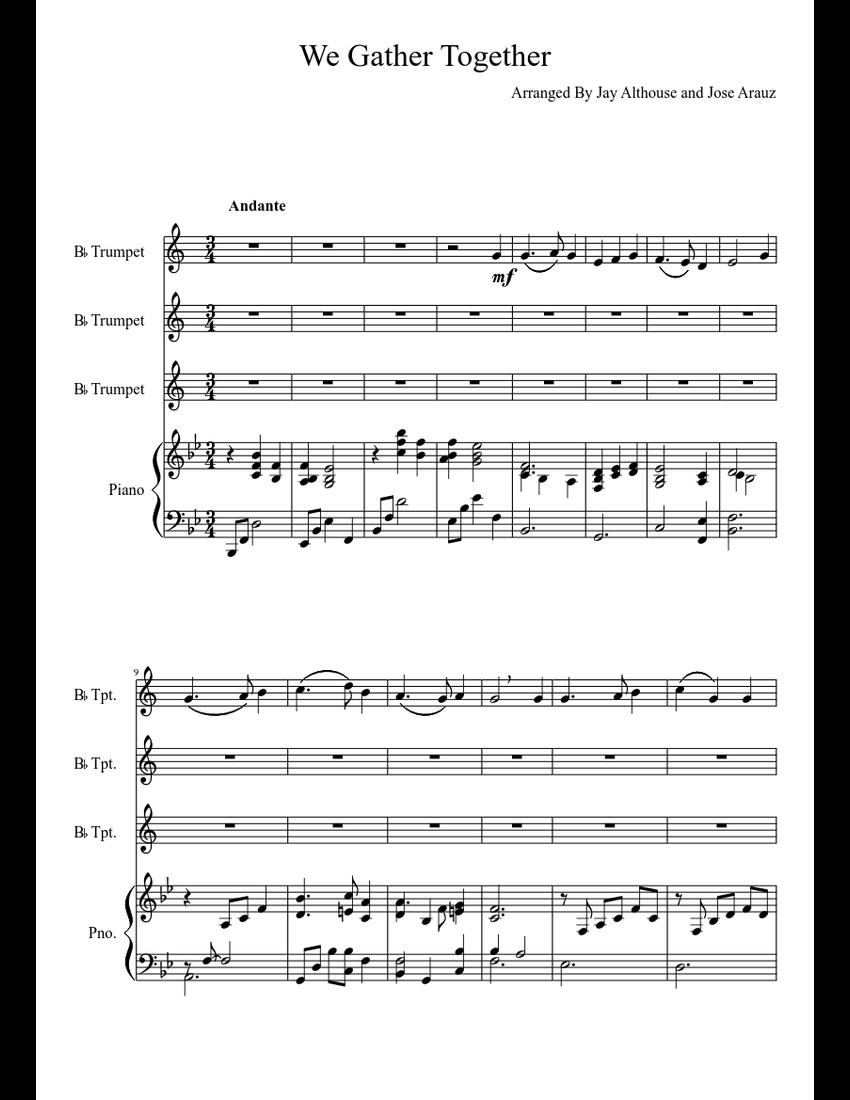 We Gather Together sheet music download free in PDF or MIDI