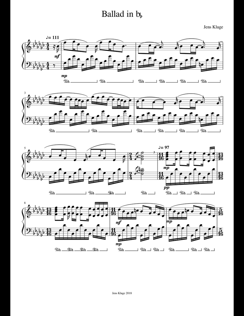 Ballad in b sheet music for Piano download free in PDF or MIDI