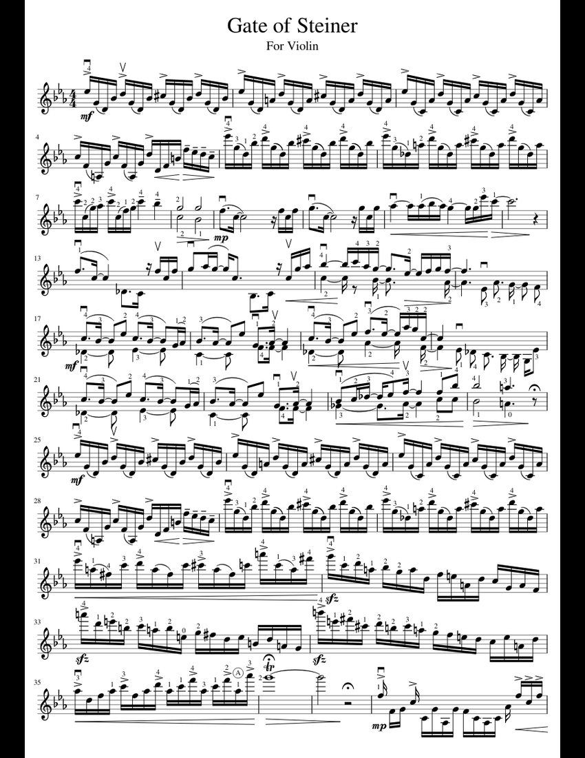 Gate of Steiner sheet music for Violin download free in PDF or MIDI
